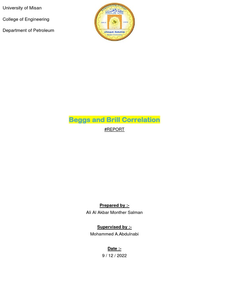 Beggs and Brill Correlation | PDF | Fluid Dynamics | Pressure