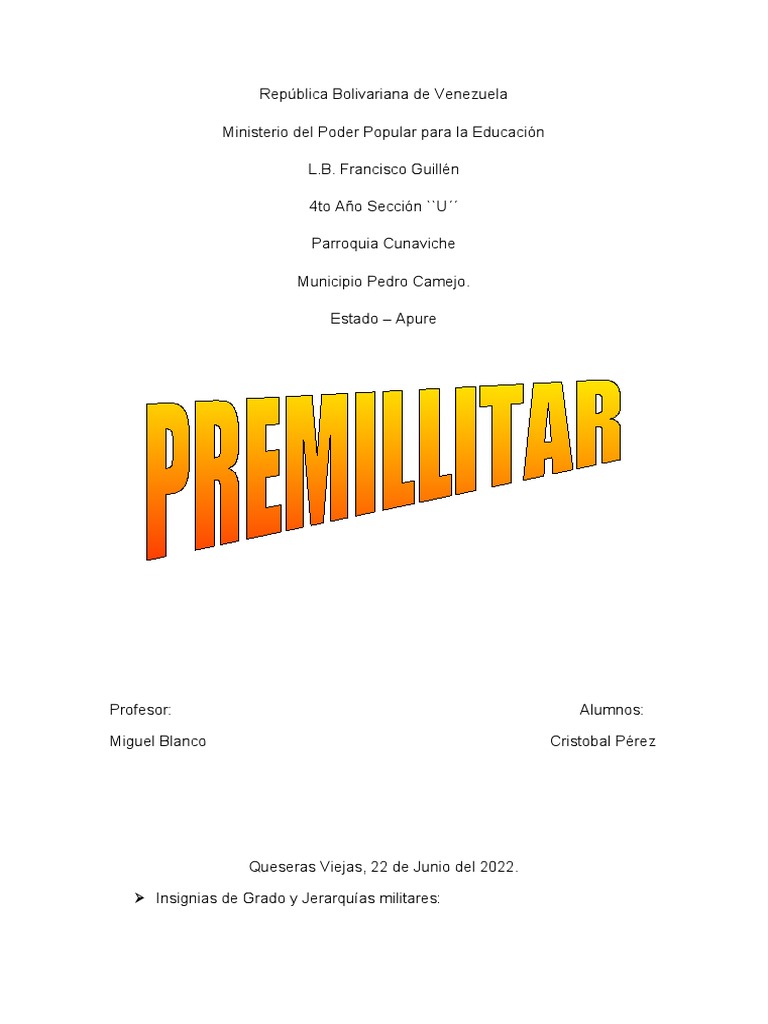 Premilitar | PDF | Oficial general | general de brigada
