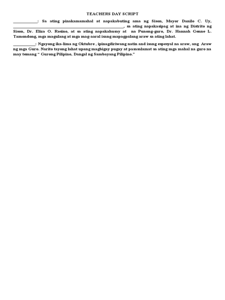 Script Teachers Day | PDF