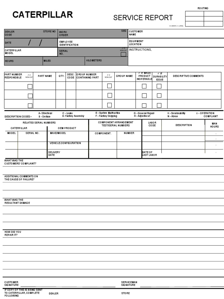 Caterpillar: Service Report | PDF | Vehicles | Motor Vehicle
