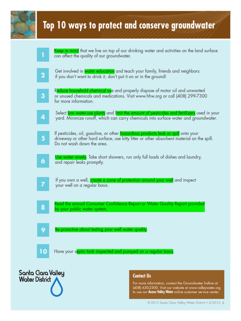 Top 10 Ways To Protect and Conserve Groundwater | PDF