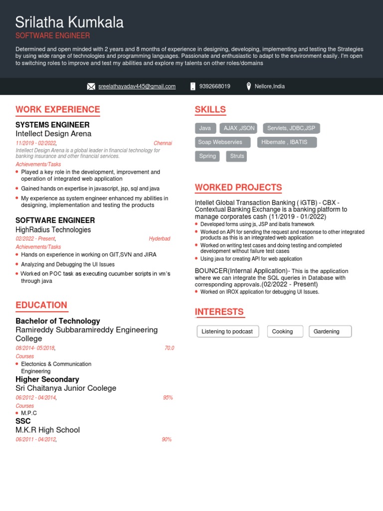 Srilatha's Resume | PDF | Web Application | Java (Programming Language)