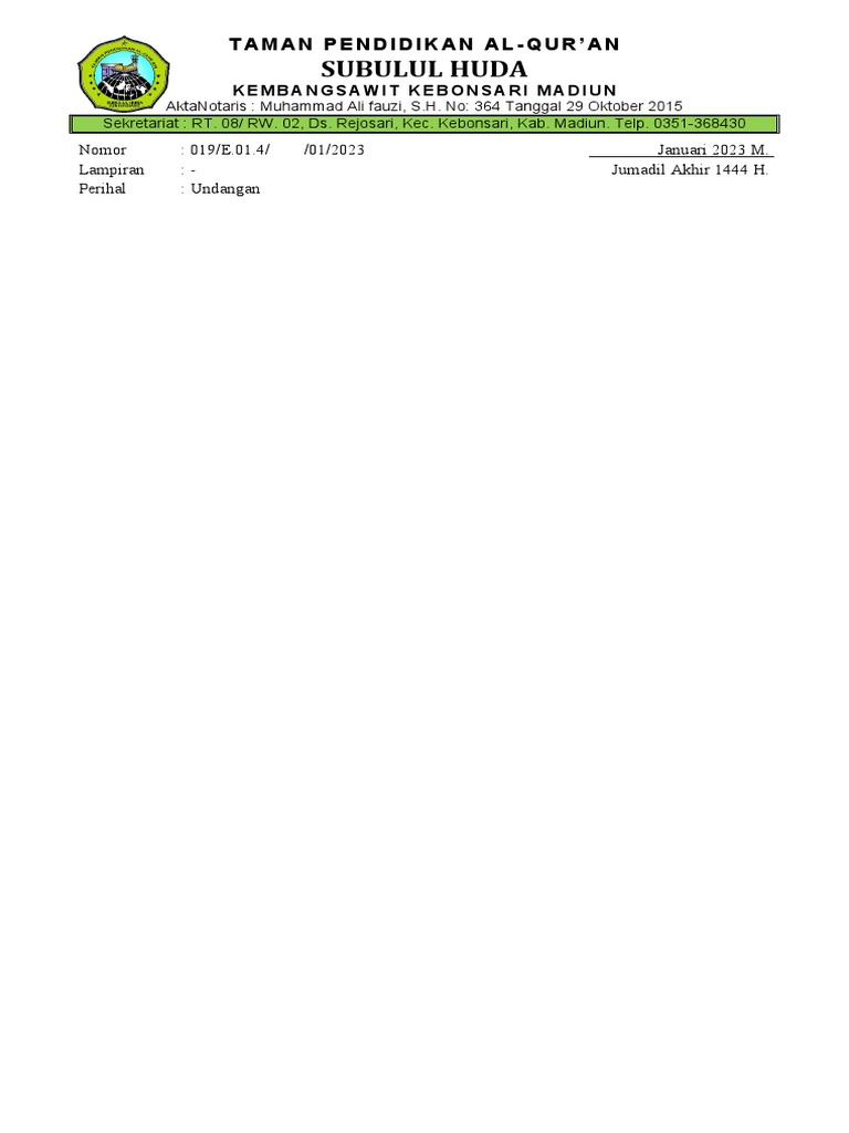 KOP SURAT - TPQ | PDF