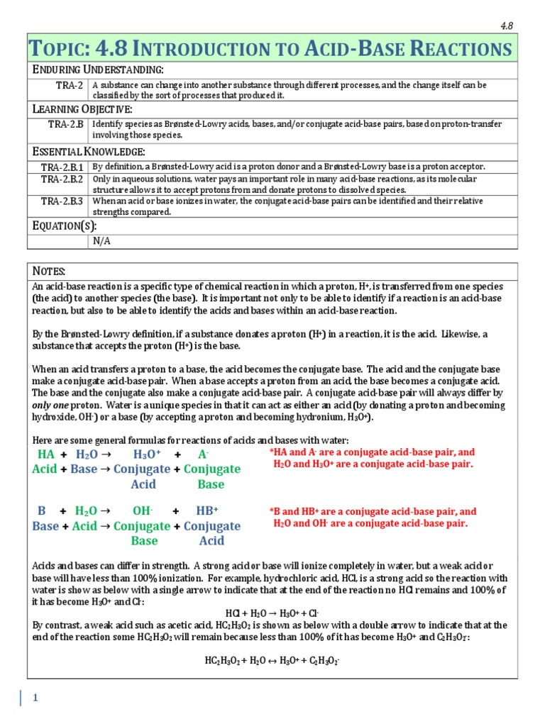 Introduction to Acid-Base Reactions | PDF | Acid | Hydroxide