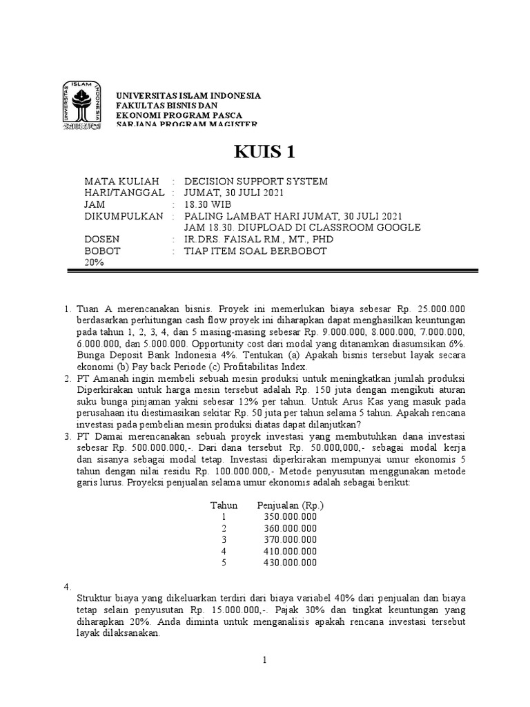 Soal Individu DSS | PDF
