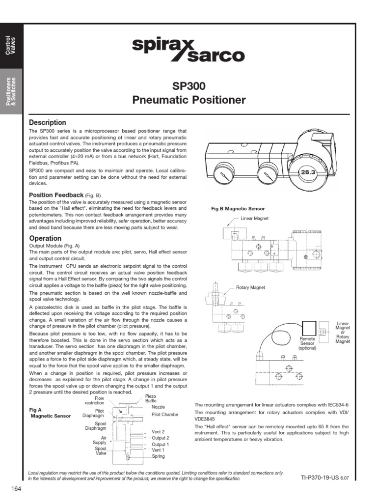 Pneumatic Positioner SP300 | PDF | Actuator | Electrical Engineering