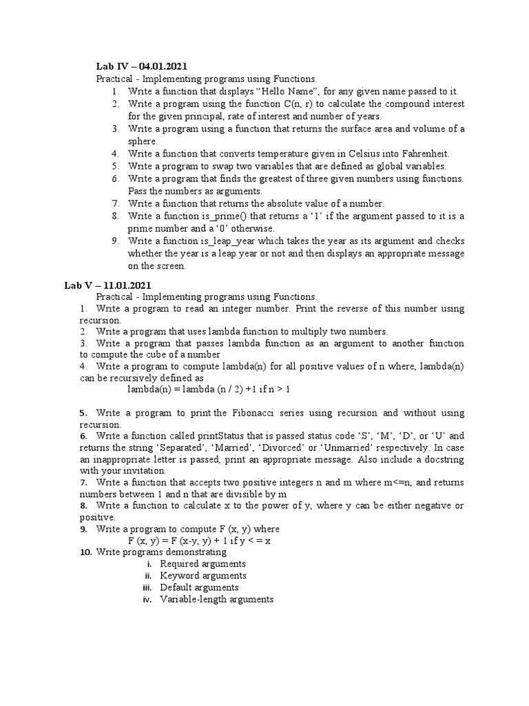 Lab Exercises-06.12.2022 | PDF | Parameter (Computer Programming ...