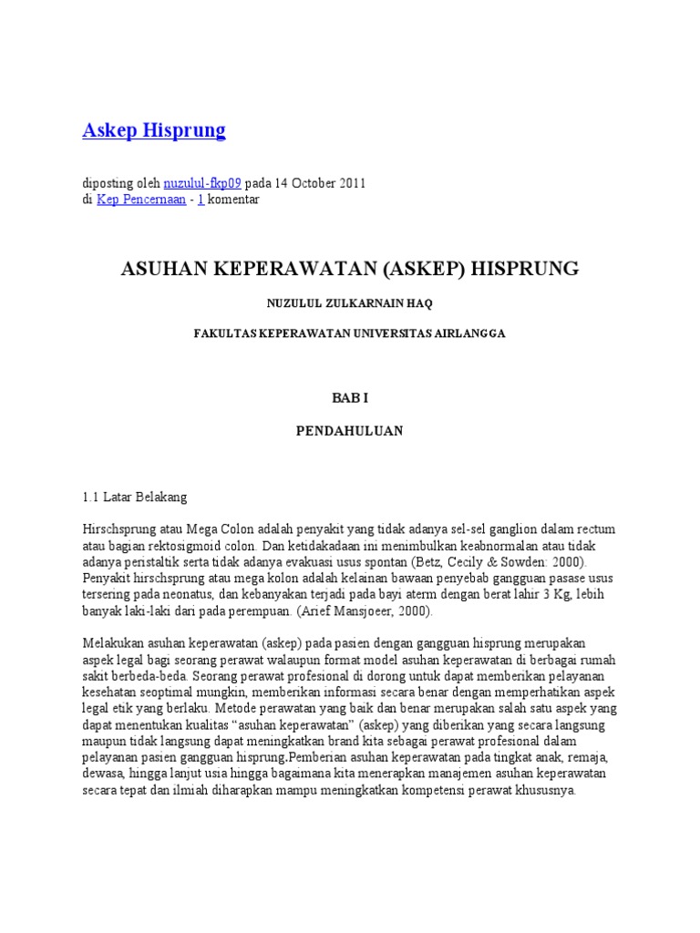 Askep Hisprung | PDF | Pengembangan Diri | Kesehatan Holistik