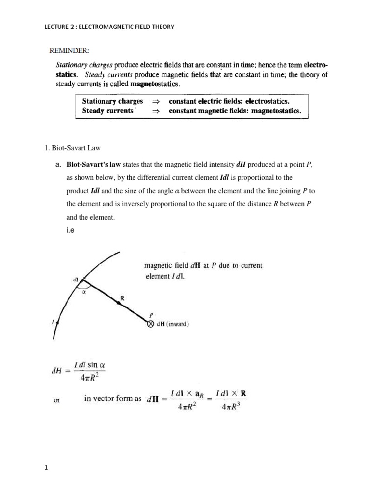 02 Fields Lecture 2 | PDF | Magnetic Field | Field (Mathematics)