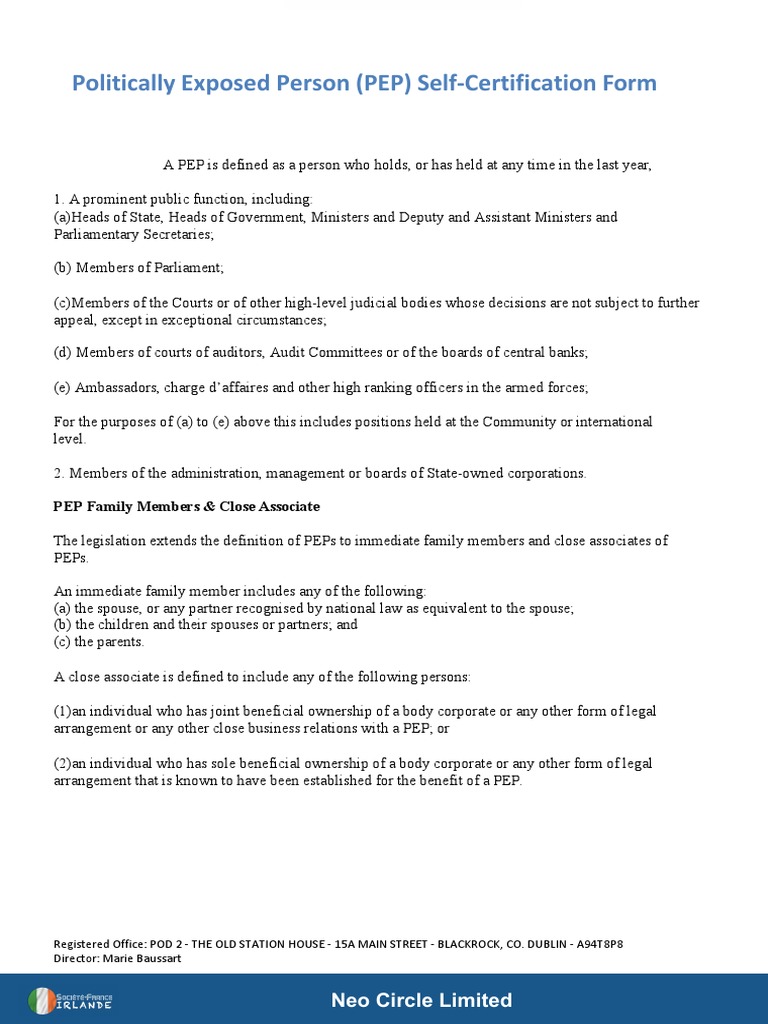 PEP Declaration Neo Circle Limited 2 | PDF | Government | Justice