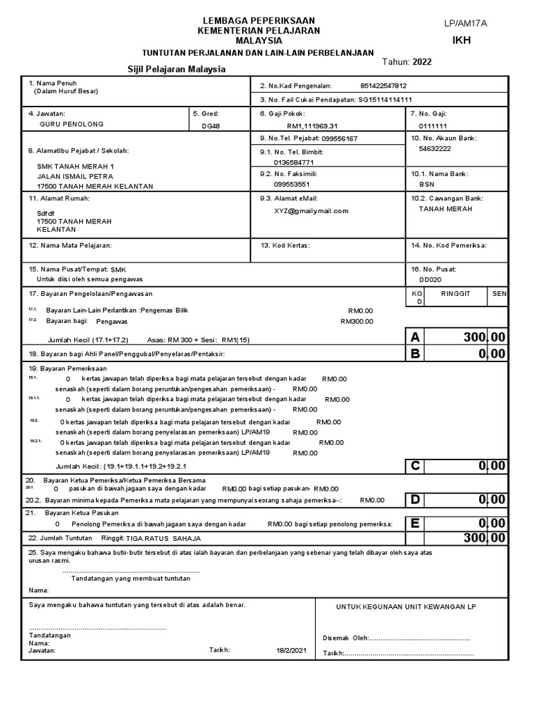 Contoh Borang Ikh SPM 2022 | PDF