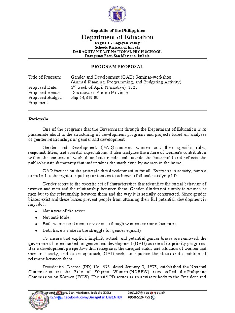 Program Proposal | PDF | Gender | Gender Studies