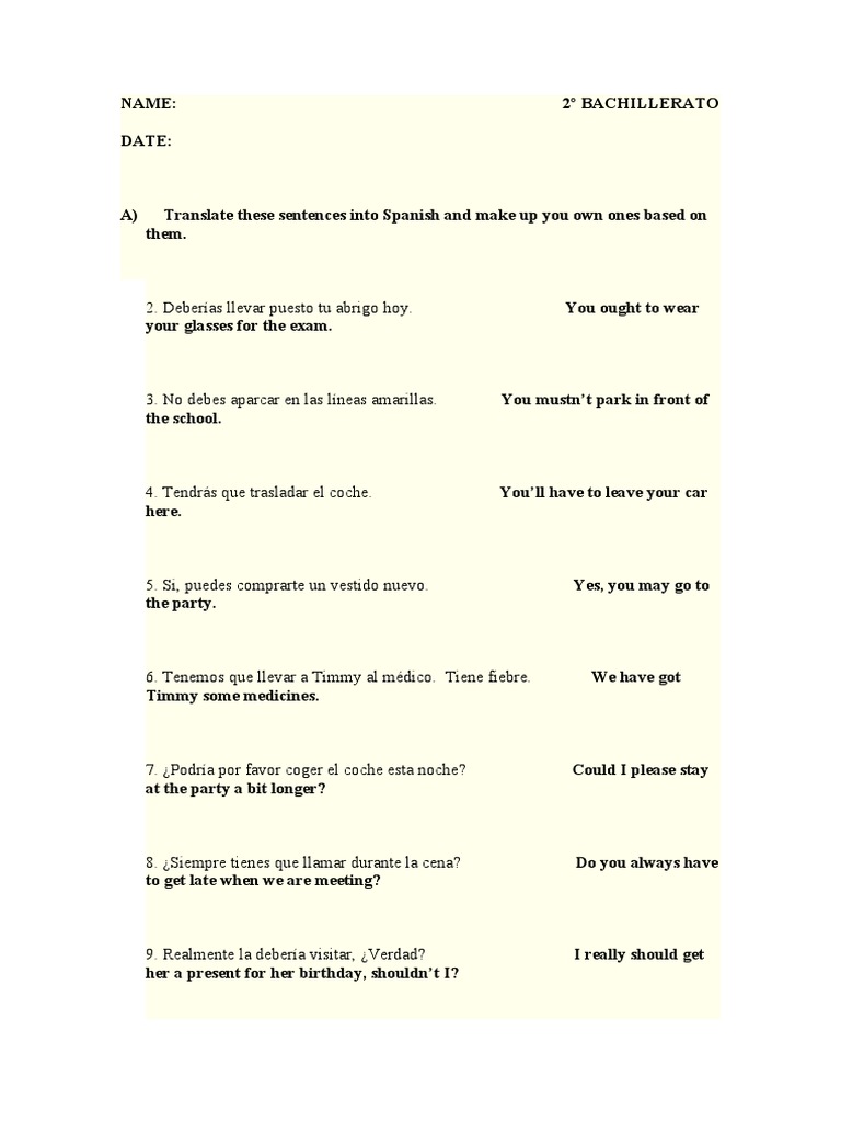 KEY JA 2bach Modals 1 | PDF