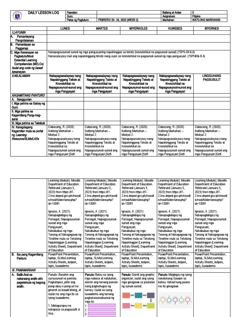 Daily Lesson Log | PDF