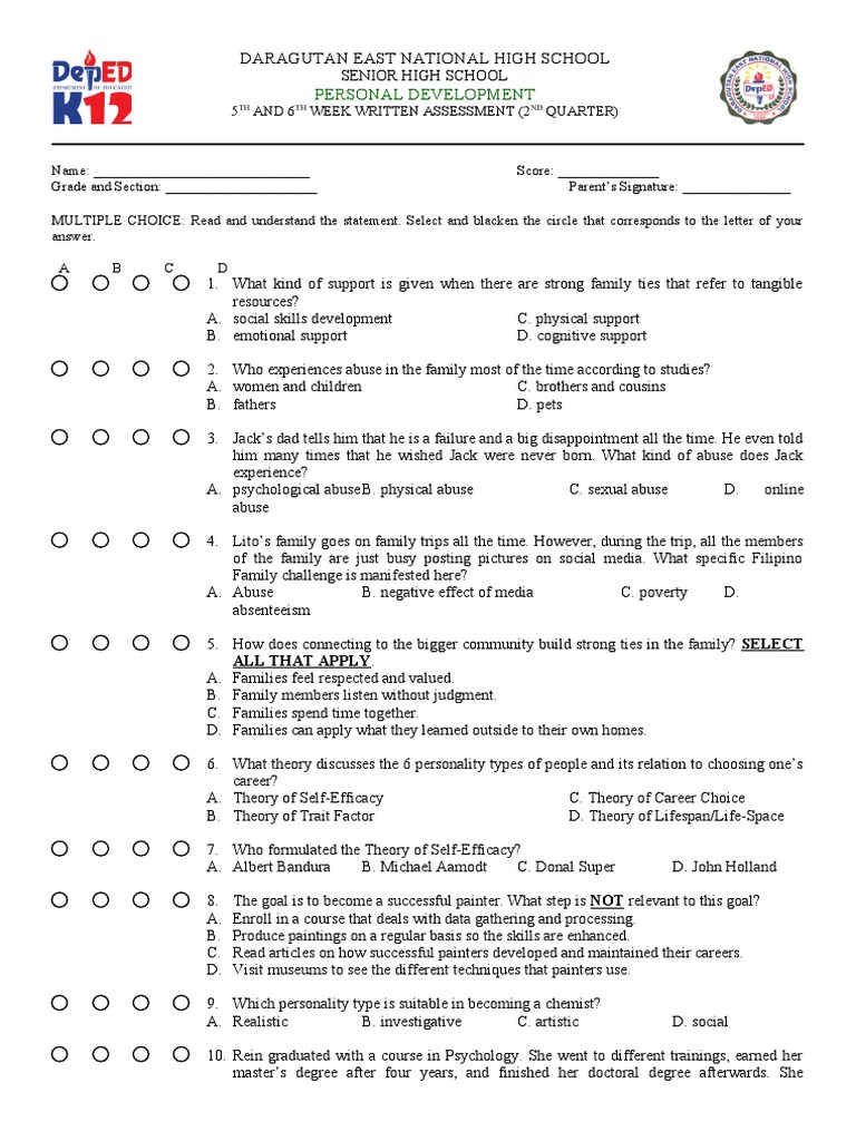 5TH and 6TH WEEK W.WORKS PERDEV | PDF | Self Efficacy | Goal