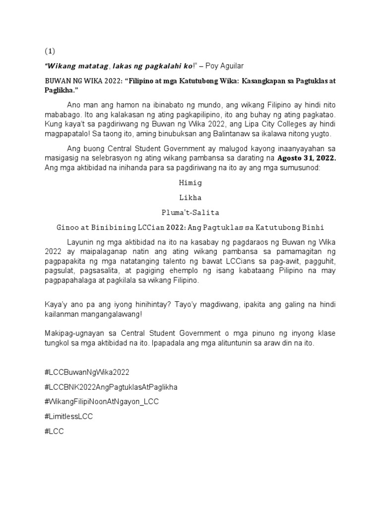 Captions-Buwan-ng-Wika-2022 | PDF