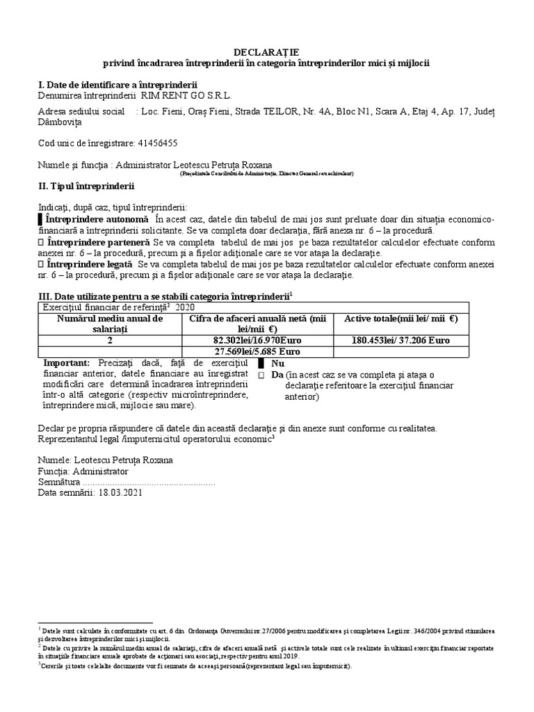 Declaratie IMM | PDF