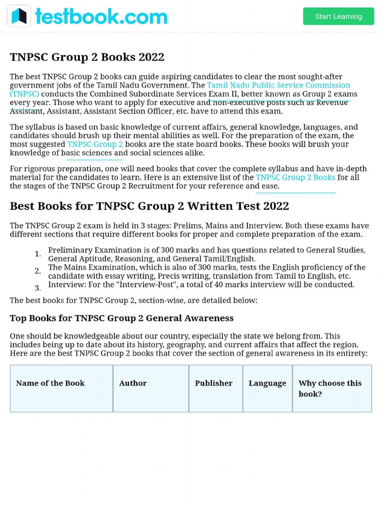 TNPSC Group 2 Books 2022 | PDF
