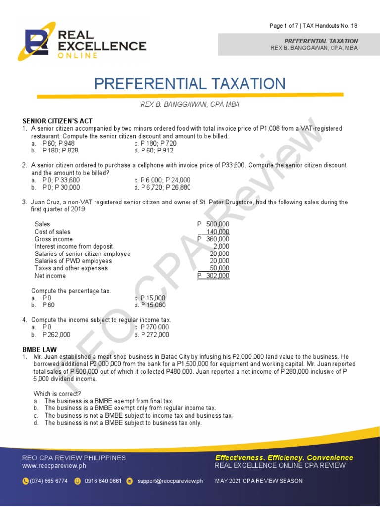 Preferential Taxation Overview | PDF | Taxes | Double Taxation