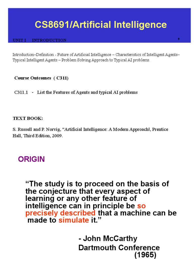 An Introduction To AI (Part-I) | PDF | Artificial Intelligence ...