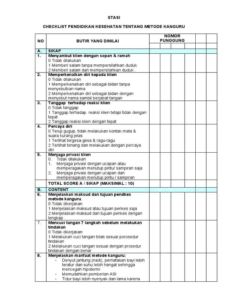 Checklist Metode Kanguru | PDF