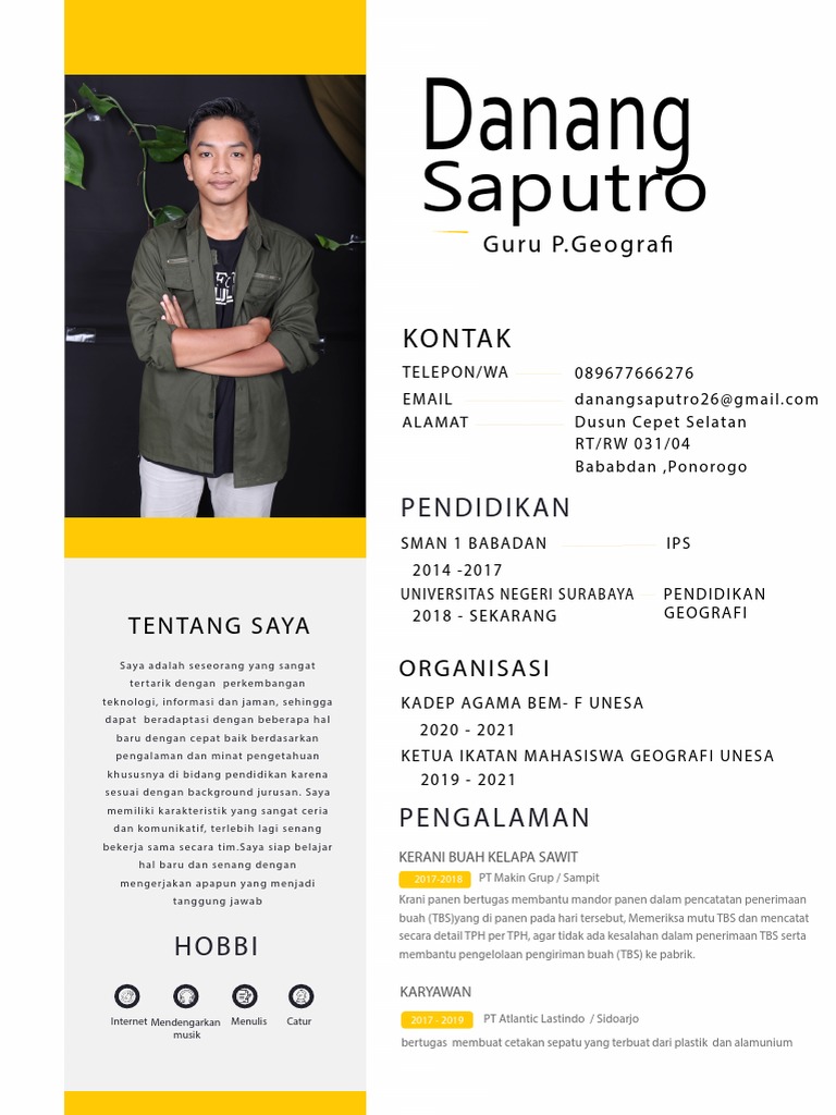 Pengalaman Kerja dan Pendidikan Danang Saputro | PDF