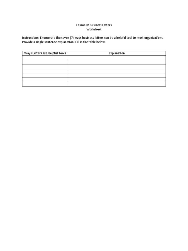 Business Letter Worksheet | PDF