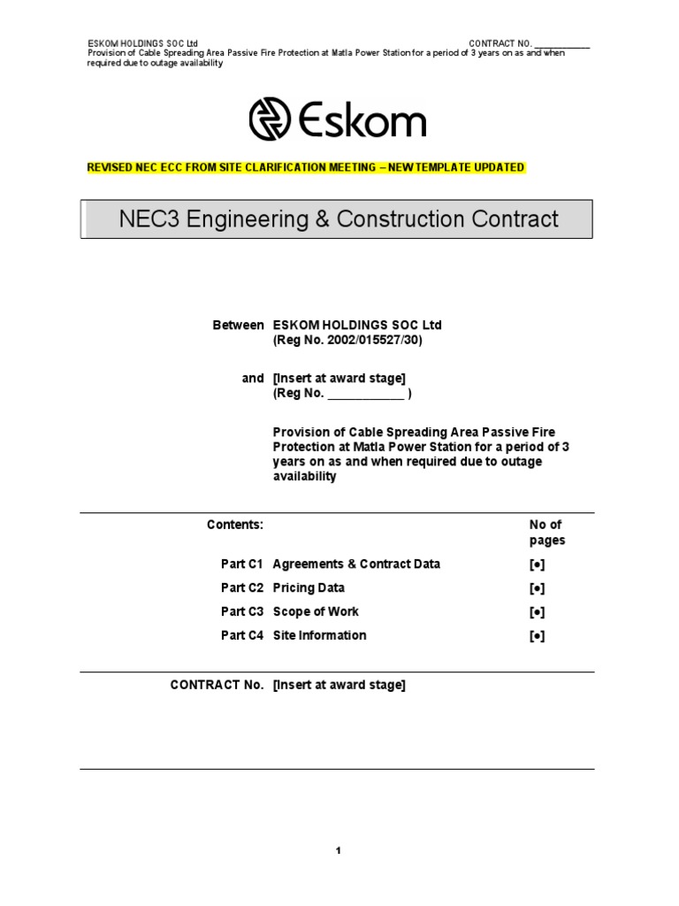 Revised Updated NEC3 ECC Cable Spreading Contract MPMAT10069GX | Download Free PDF | Libor ...