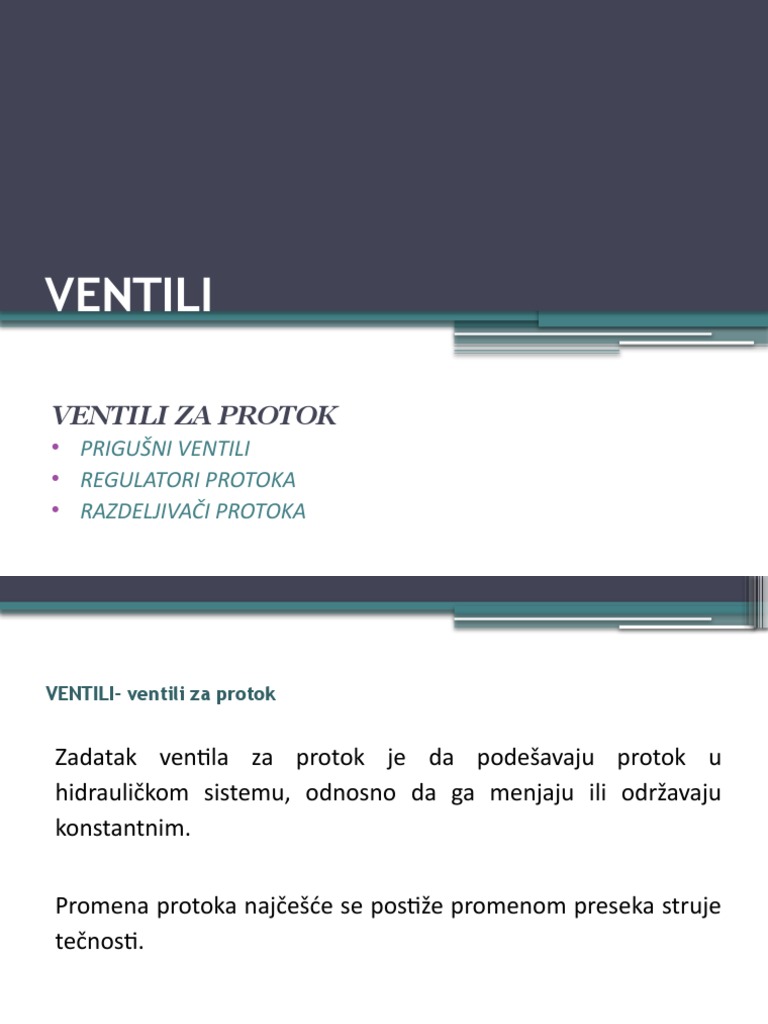 Hidraulika 26 - Ventili Za Protok - PPSX | PDF