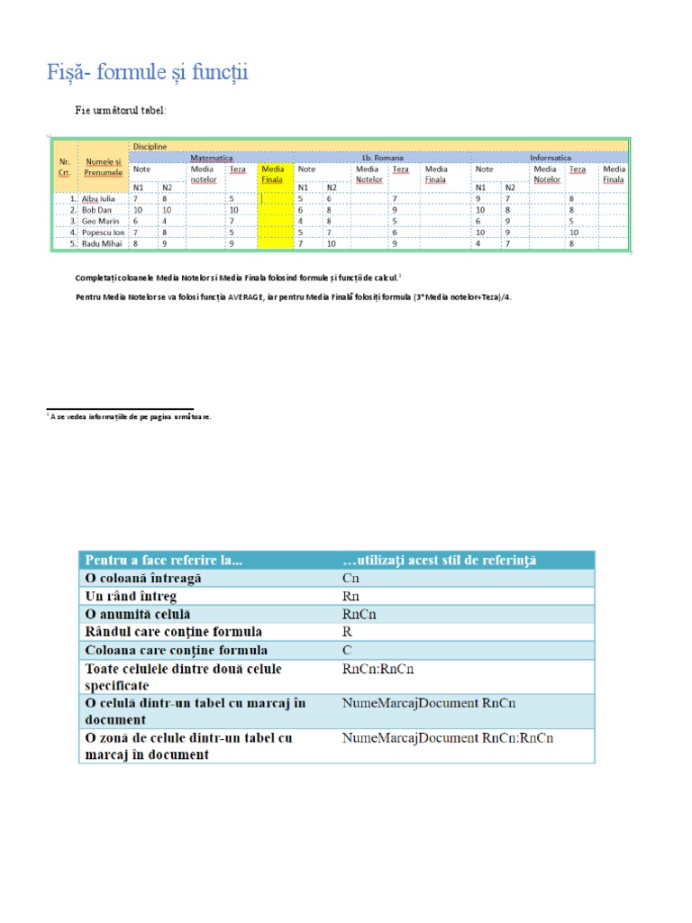 17 Formule Si Functii in Word | PDF