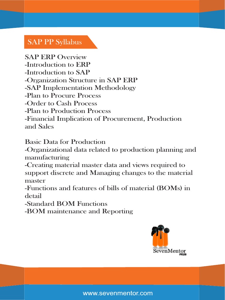 SevenMentor SAP PP Syllabus | PDF | Business Process Management | Business