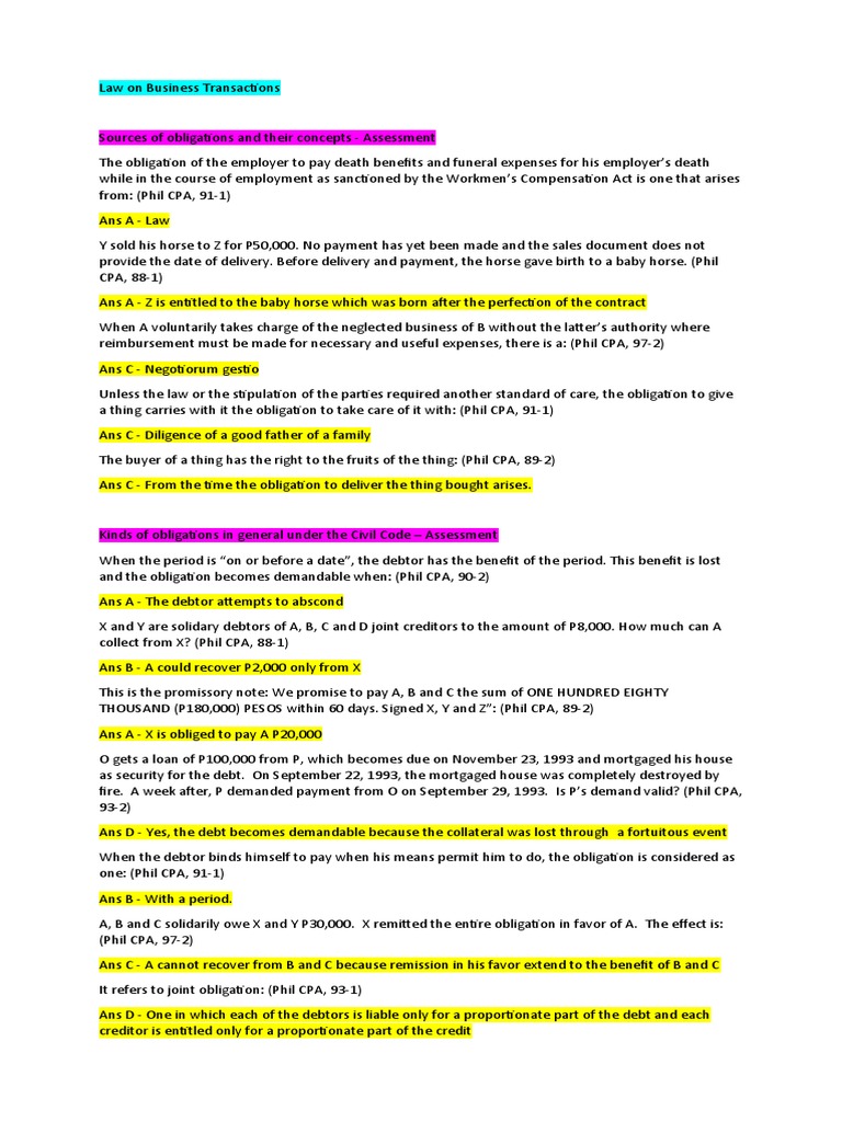 RFBT QuestionsV1 | PDF | Debtor | Guarantee