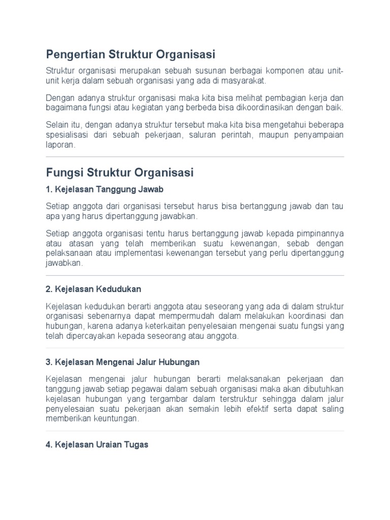 Pengertian Struktur Organisasi | PDF | Karier & Perkembangan ...