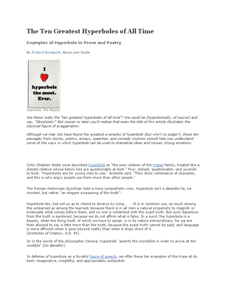 The Ten Greatest Hyperboles of All Time | PDF