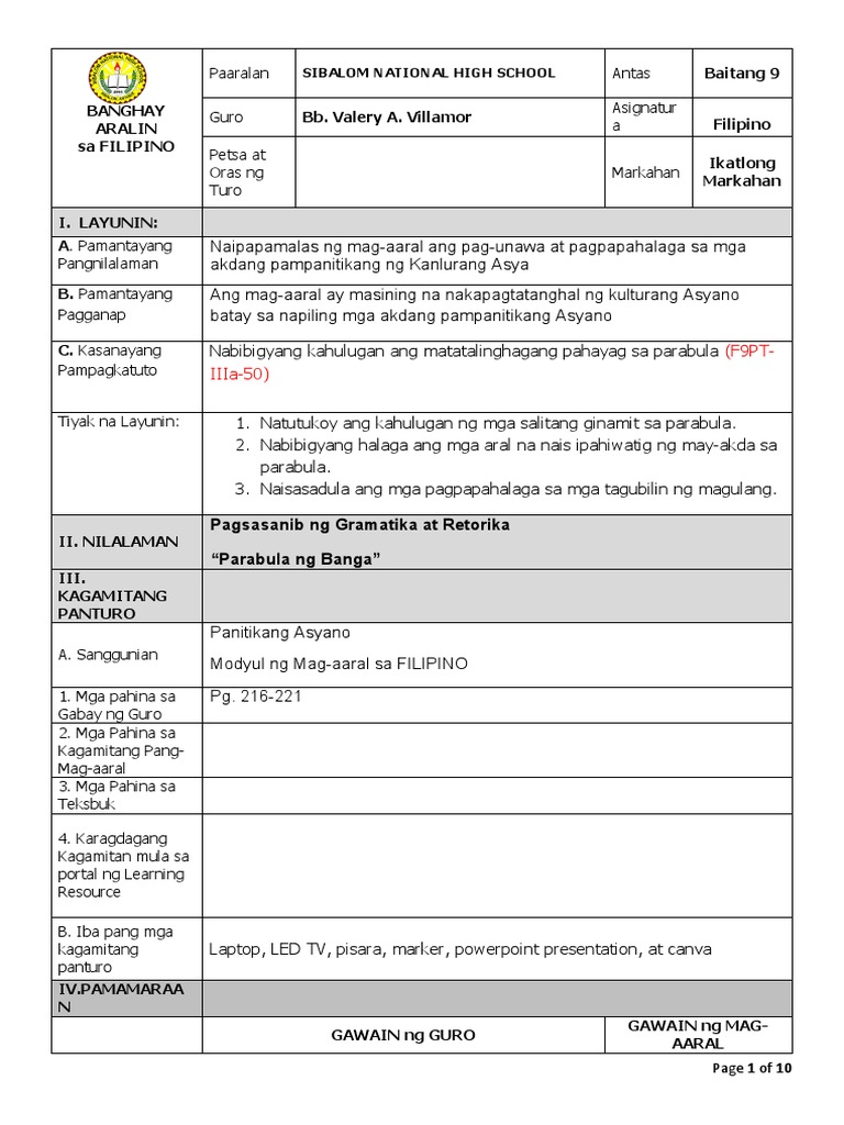 1st Week Parabula 2 | PDF