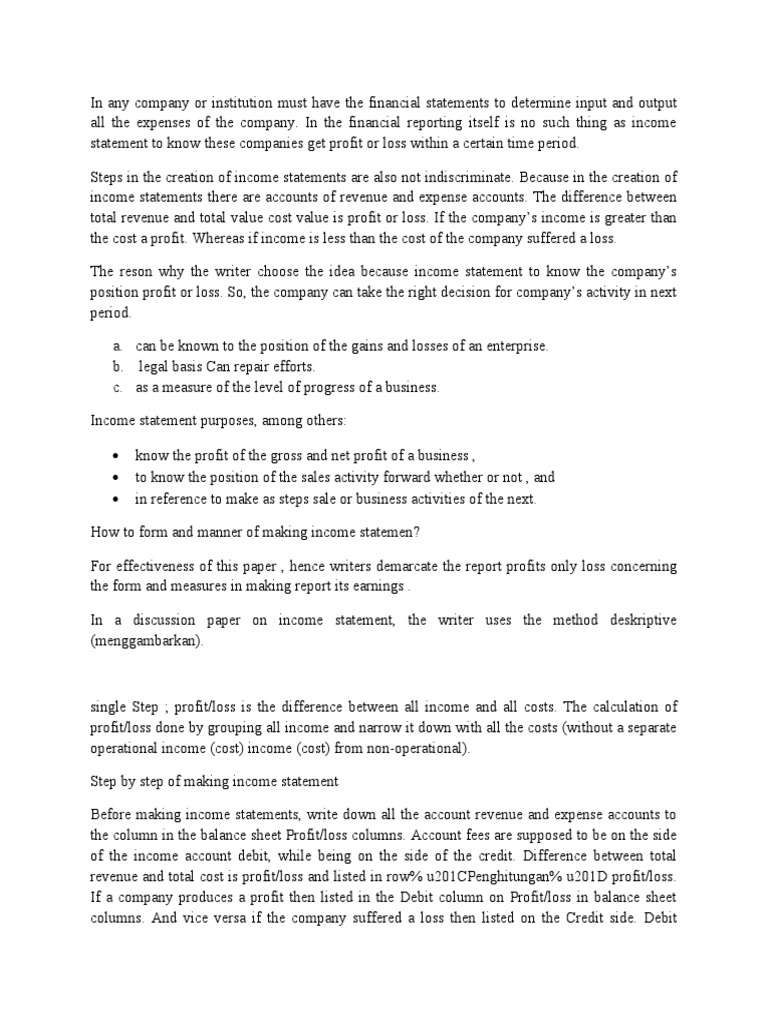 In Any Company or Institution Must Have The Financial Statements To ...