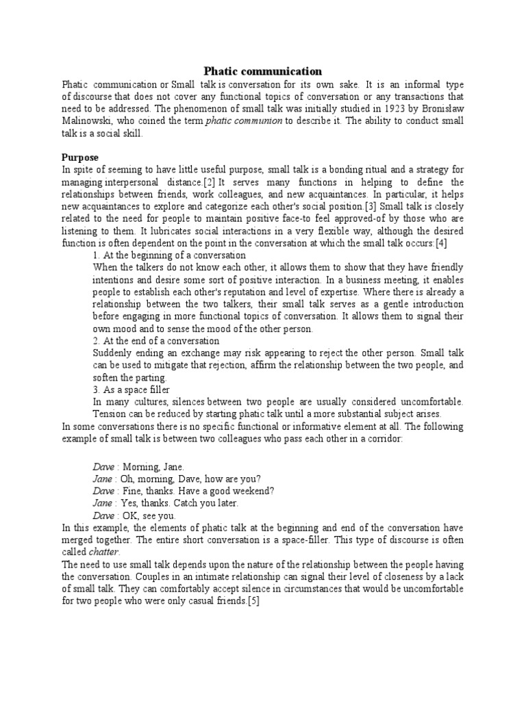 Phatic Communication | PDF | Communication | Human Communication