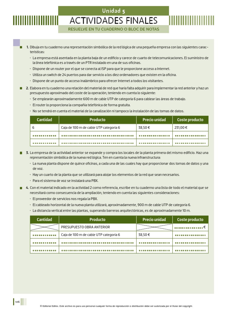 Actividades Finales Tema 5 | PDF | Internet | Televisión por cable