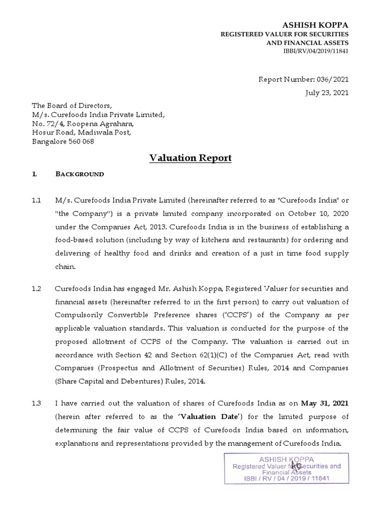 Annexure Valuation Report PDF | PDF | Discounted Cash Flow | Valuation ...