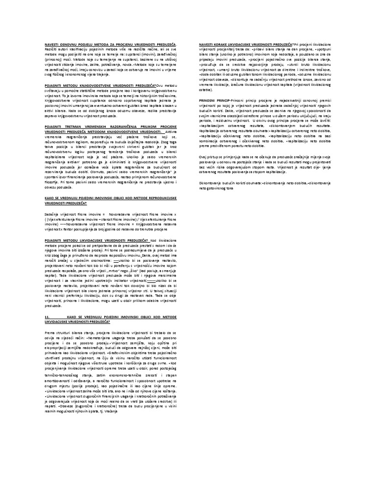 Vrednovanje Sit | PDF