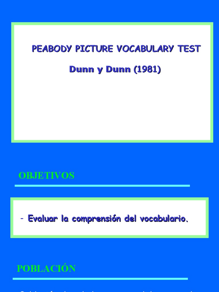 Test de Vocabulario Peabody en Imágenes | PDF
