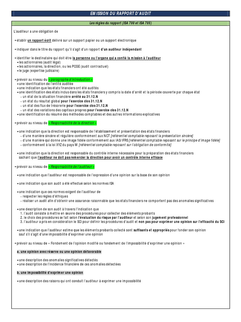 Règles Rapport Audit | PDF | Audit financier | Audit