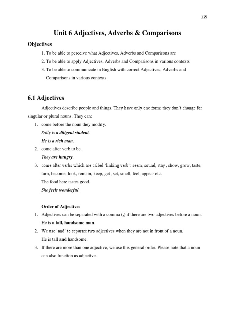 Unit 6 AdjAdvComparison | PDF | Adjective | Adverb