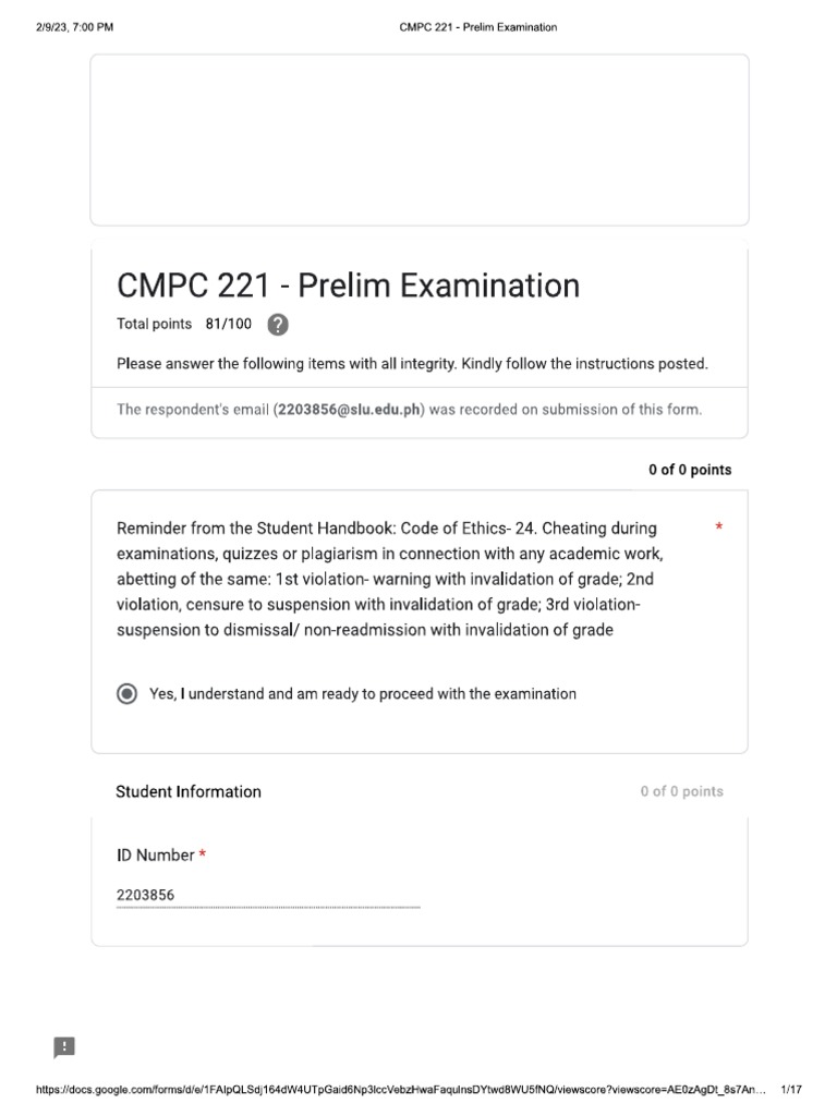 Prelim CMPC 221 | PDF