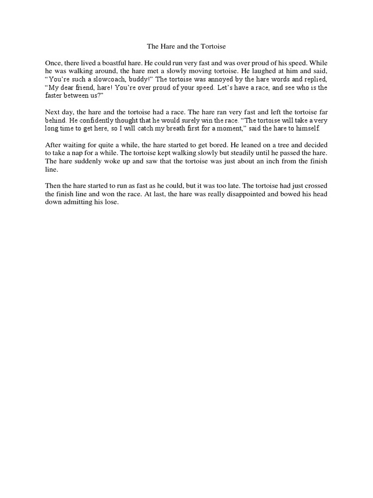 The Hare and The Tortoise | PDF | Poetry