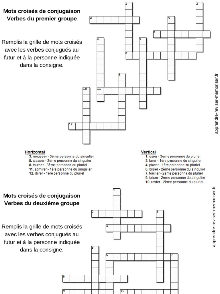 Mots Croisés de Conjugaison Futur | PDF