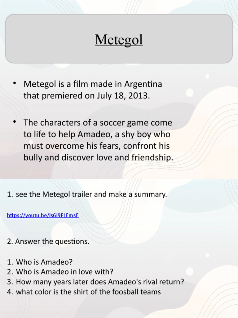 Metegol: Argentine Soccer Film Summary | PDF | Sports & Recreation
