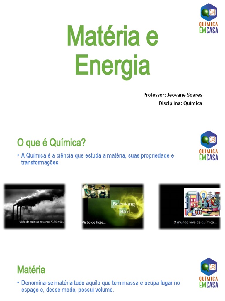 1º Ano - Matéria e Energia | PDF | Matéria | Química