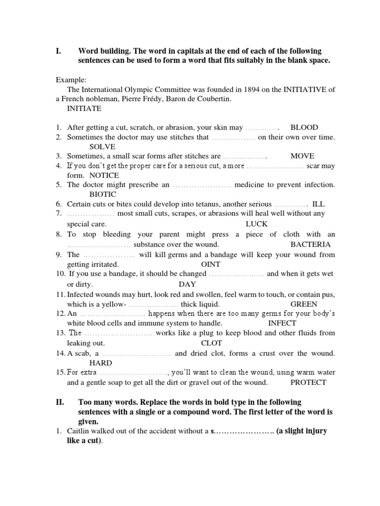 Cuts, Scrapes and Abrasions (Exercises) | PDF | Wound | Wound Healing