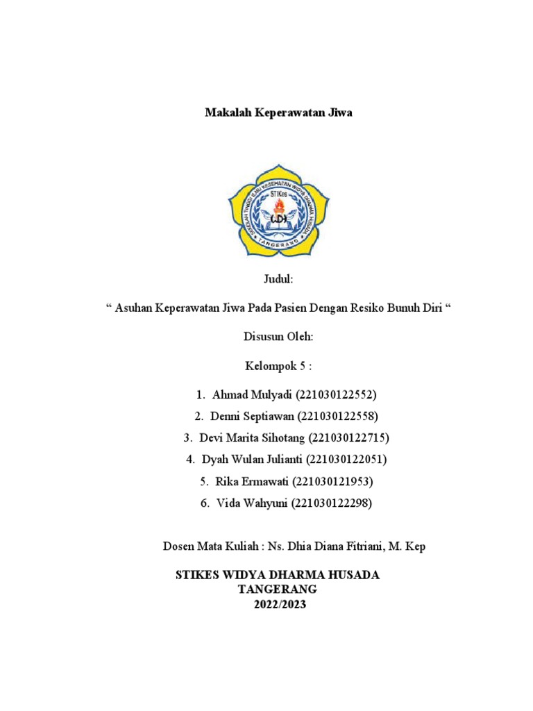 Makalah Keperawatan Jiwa RBD Kelompok 5 Pamulang | PDF